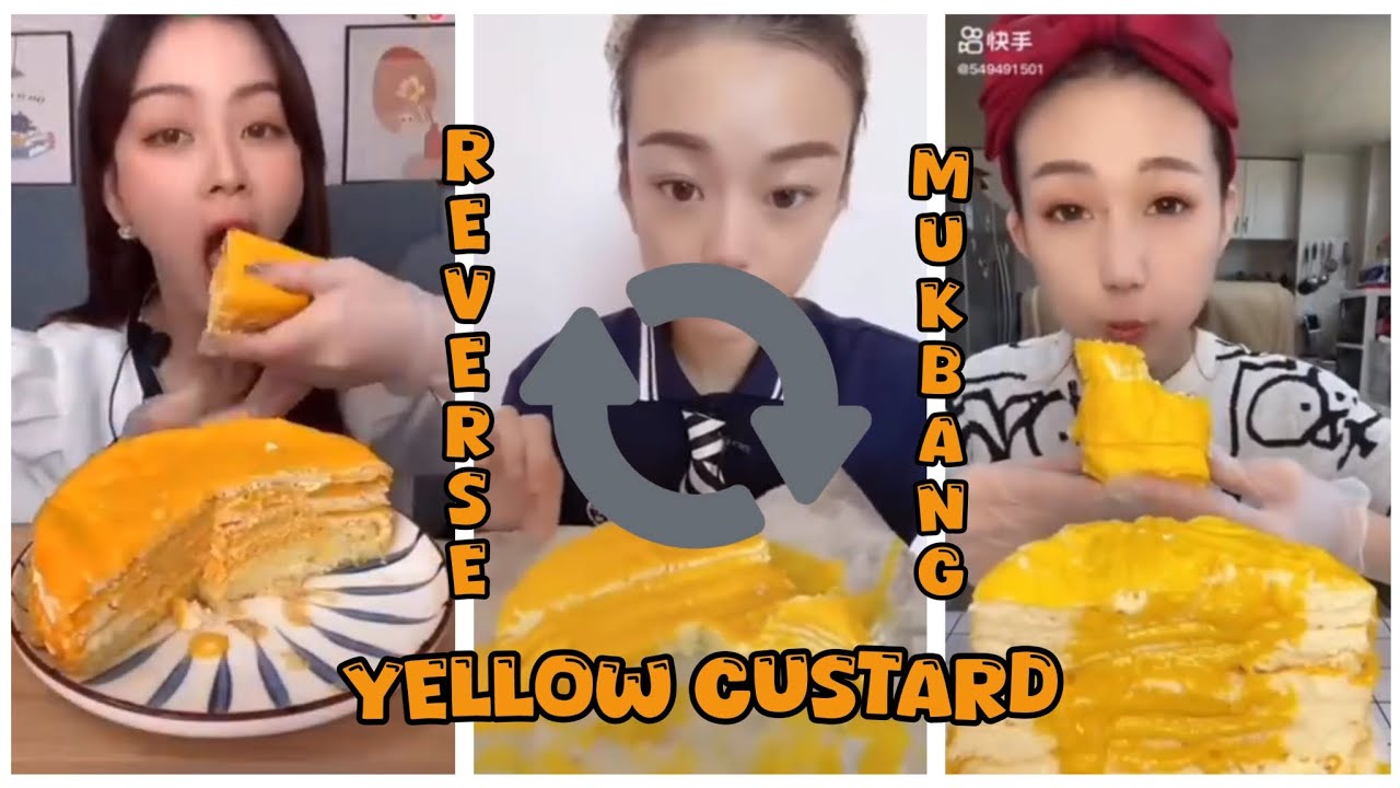 [Reversed] Yellow Crepe Cake Mukbang Eating Challenge 🥞🍮 | ASMR Dessert ...