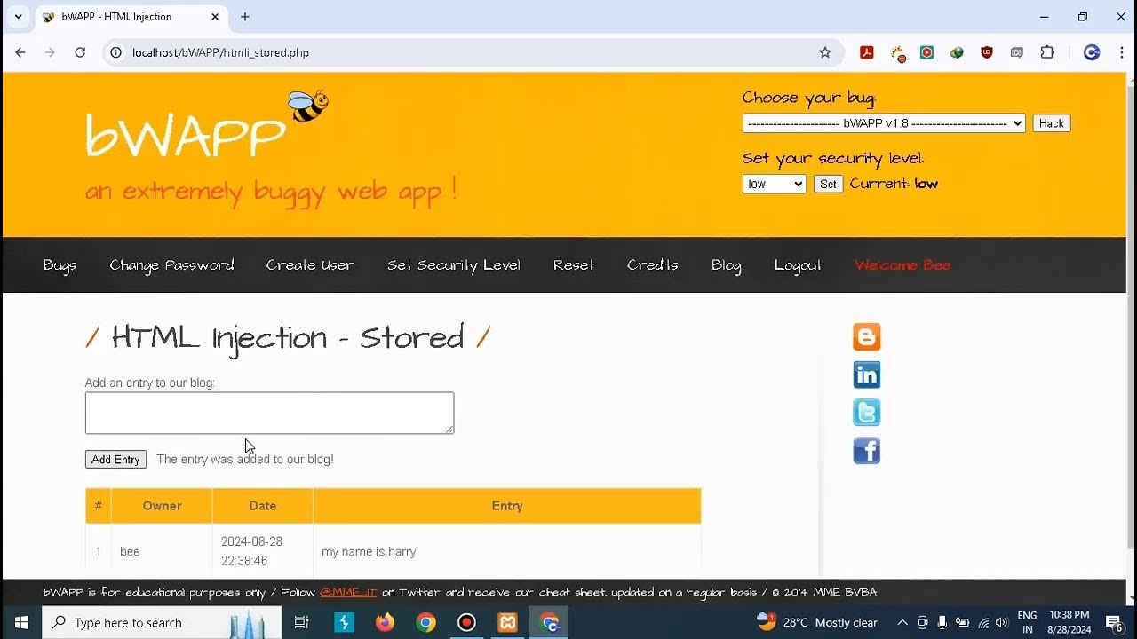 Ethical hacking!!!!!!!!cyber security!!!!!!!!!!!!!!! Html injection stored(blog) - YouTube