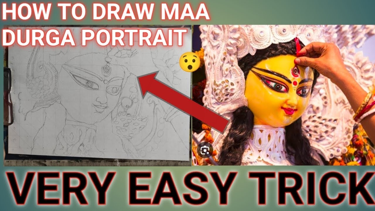 how to draw ma durga drawing with pencil colour/outline drawing/part 1 ...