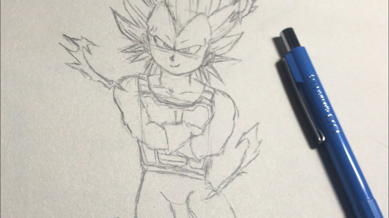 Draw mini Vegeta super saiyan 3 - YouTube