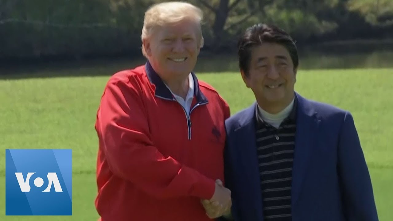 Trump, Shinzo Abe Arrive at Golf Course in Japan - YouTube