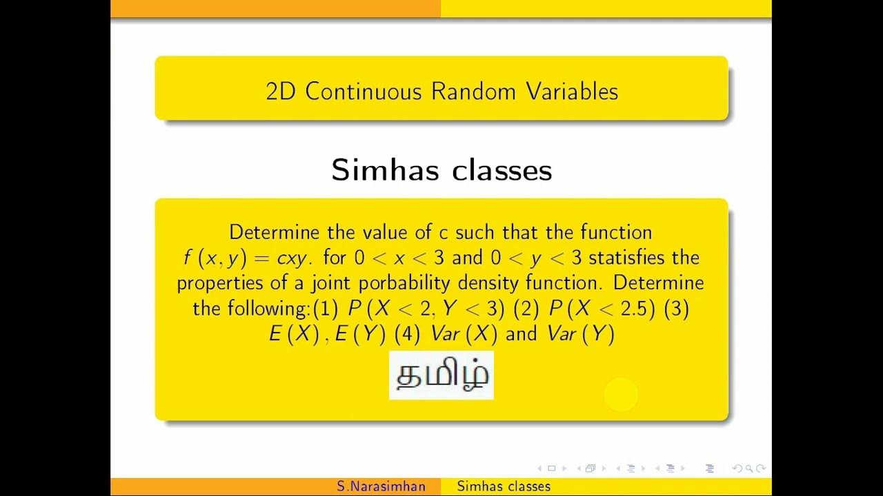 #MA3303 - Q.CODE- 21277 - Nov- Dec-23 -12bi - 2D Continuous Random variables - Problem 1 - YouTube