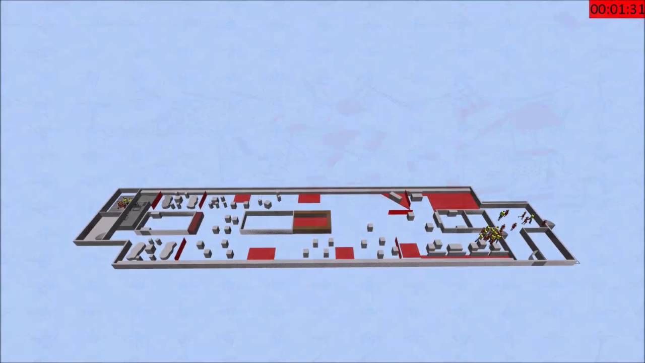 Evacuation Process Simulation - simple indoor - YouTube
