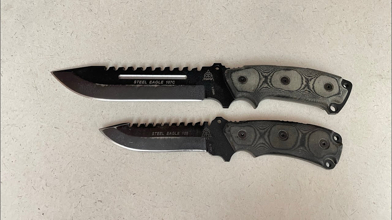 Tops Steel Eagle 107C VS 105 Steel Eagle. #topsknives - YouTube