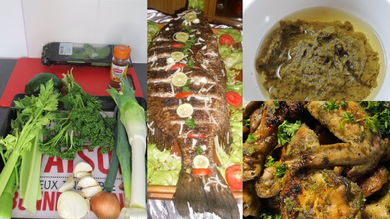 recette sauce verte poisson et poulet braisé /condiments verts - YouTube