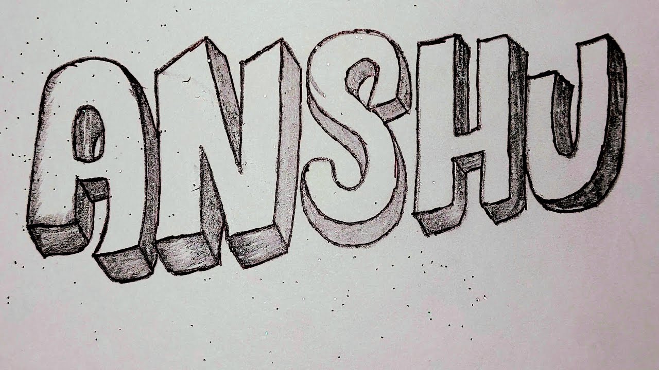 How To Write Anshu On 3D || 3D Me Anshu Name Likhiye || @NikhilArtHub #NikhilArtHub #drawing ...