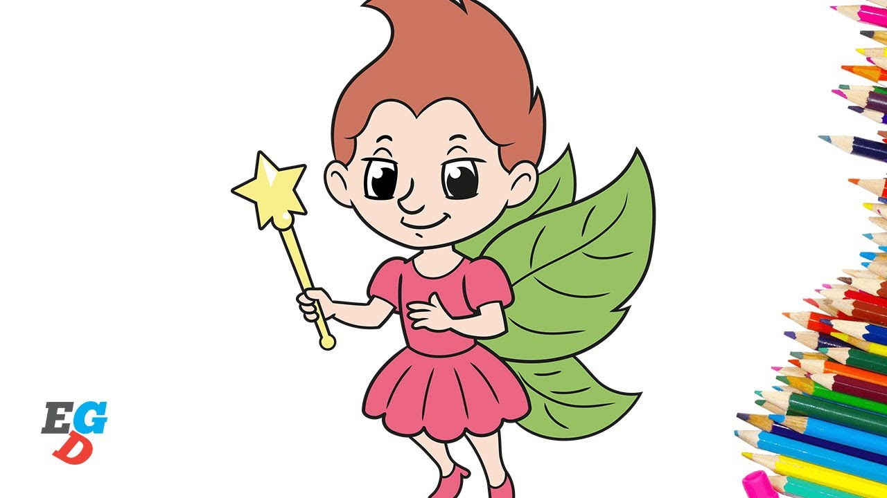 How to Draw an Easy Cartoon Fairy - YouTube