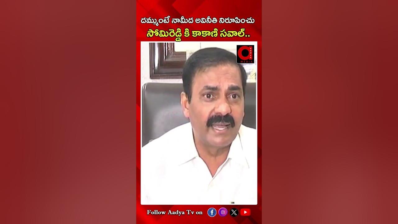 Kakani Govardghan Reddy Comments On Somireddy Chandramohan Reddy | AADYA TV - YouTube