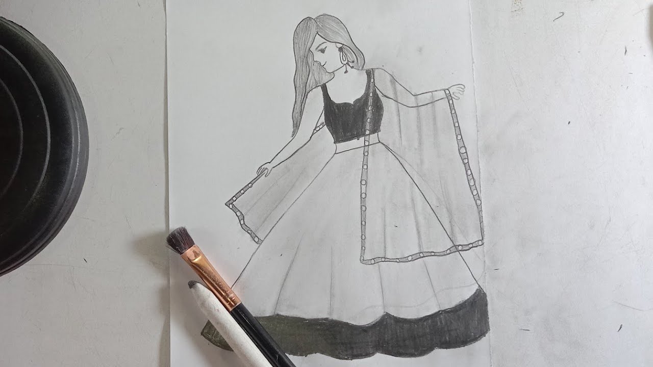 How to draw girl frock drawing step by step drawing cute girl drawing ...
