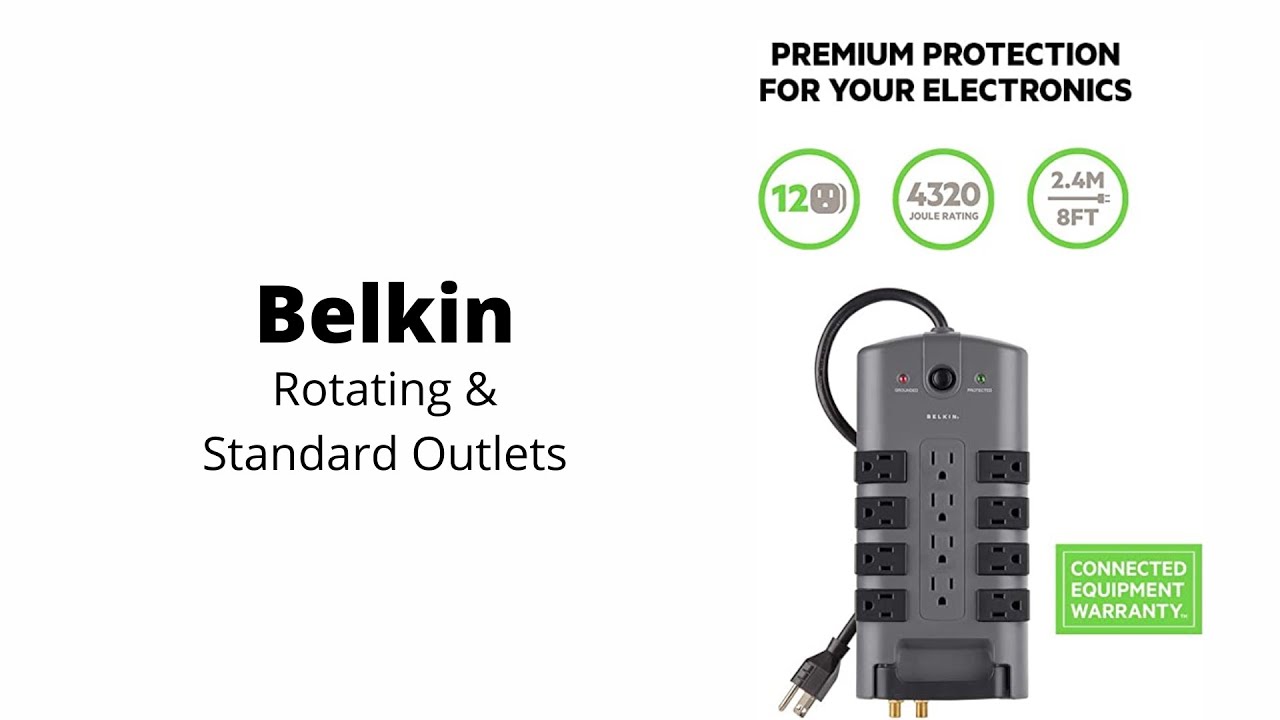 Belkin | Surge Protector w/ Rotating & Standard Outlets + 8ft Sturdy ...