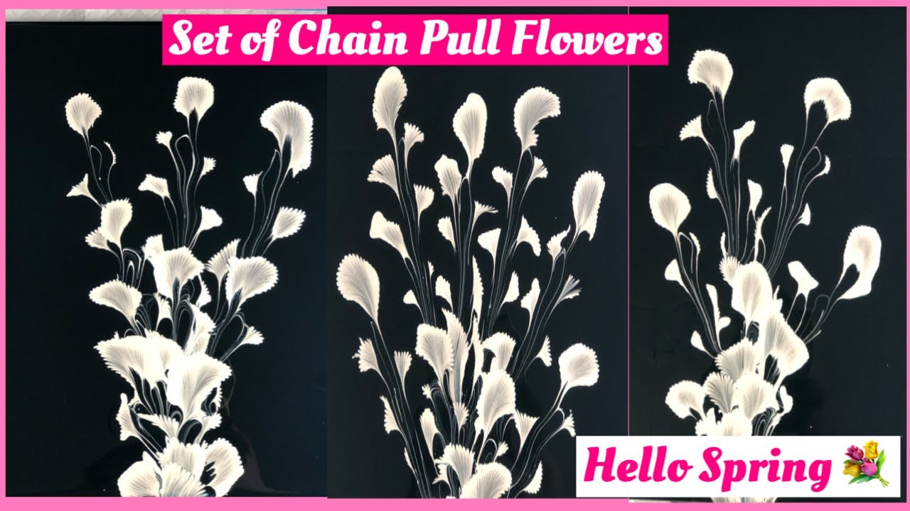 Acrylic Pouring Chain Pull Fluid Painting Technique |Set of Black and ...