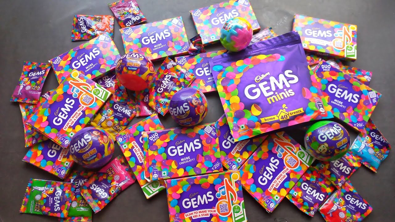 Gems opening video, surprise toys, chocolate opening video, lots of ...