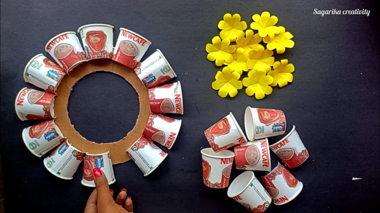 Unique Wall Hanging Craft Using Waste Paper Cups /Home Decoration Ideas ...