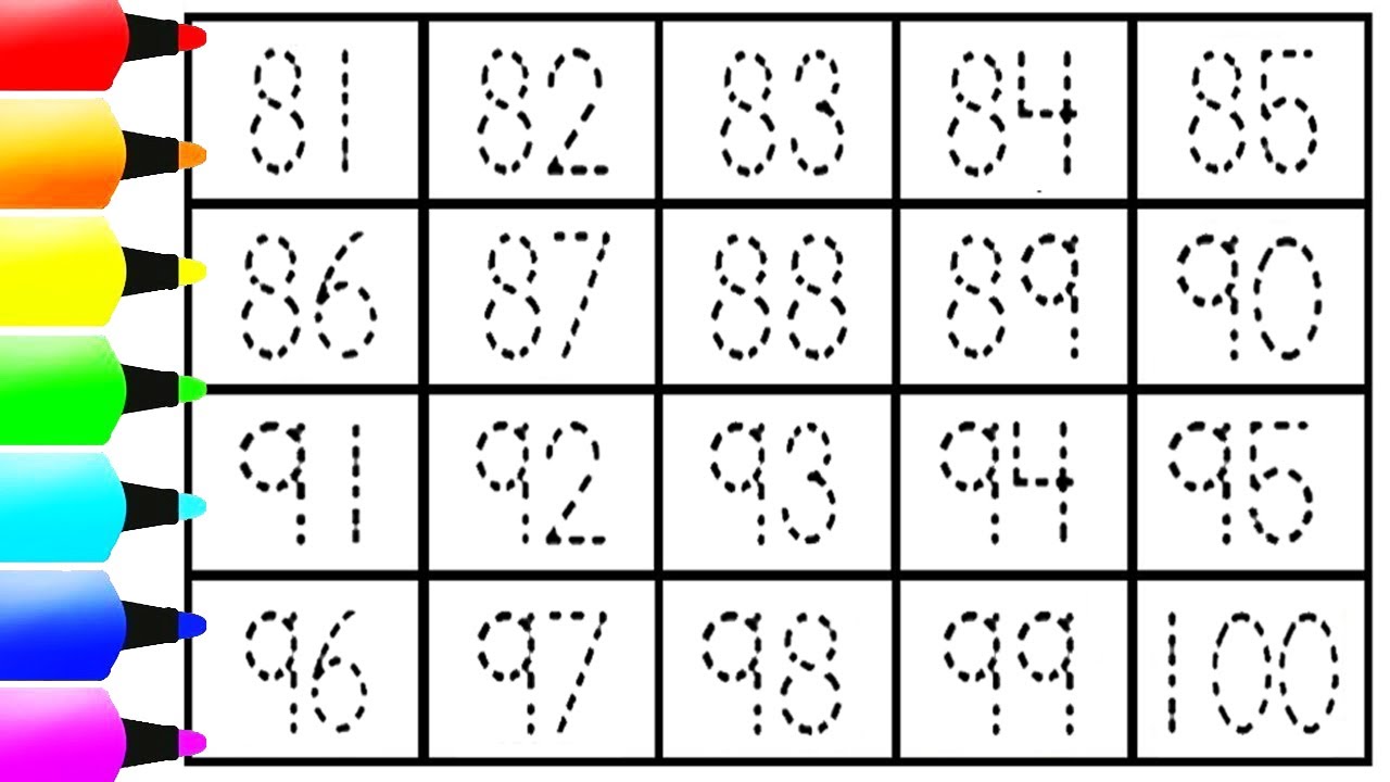 How to read and Write Number | Easy Learning Number for Kids 81 to 100 ...