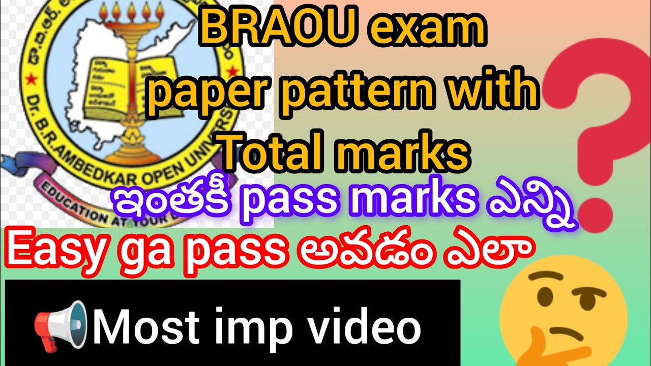 Dr.BR Ambedkar open University exams paper pattern 2024|marks for each ...