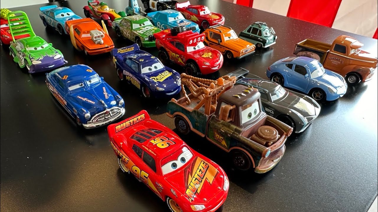 Disney Pixar Cars fall into water: Lightning McQueen, Chick Hicks ...