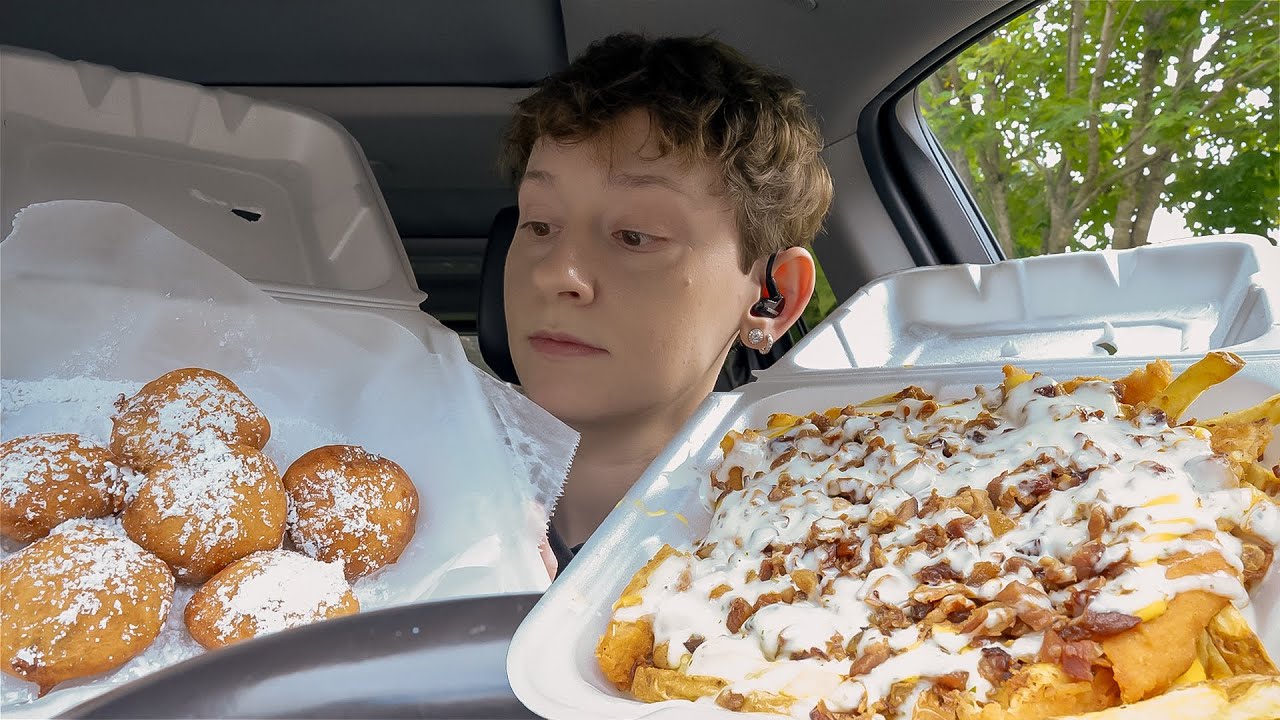 ASMR Loaded French Fries & Fried Oreos [Car Mukbang / Eating Sounds ...