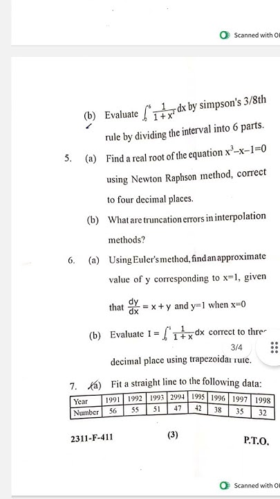 B.C.A. 3rd Semester Computer Oriented Numerical Analysis Question Paper 2024–25 - YouTube