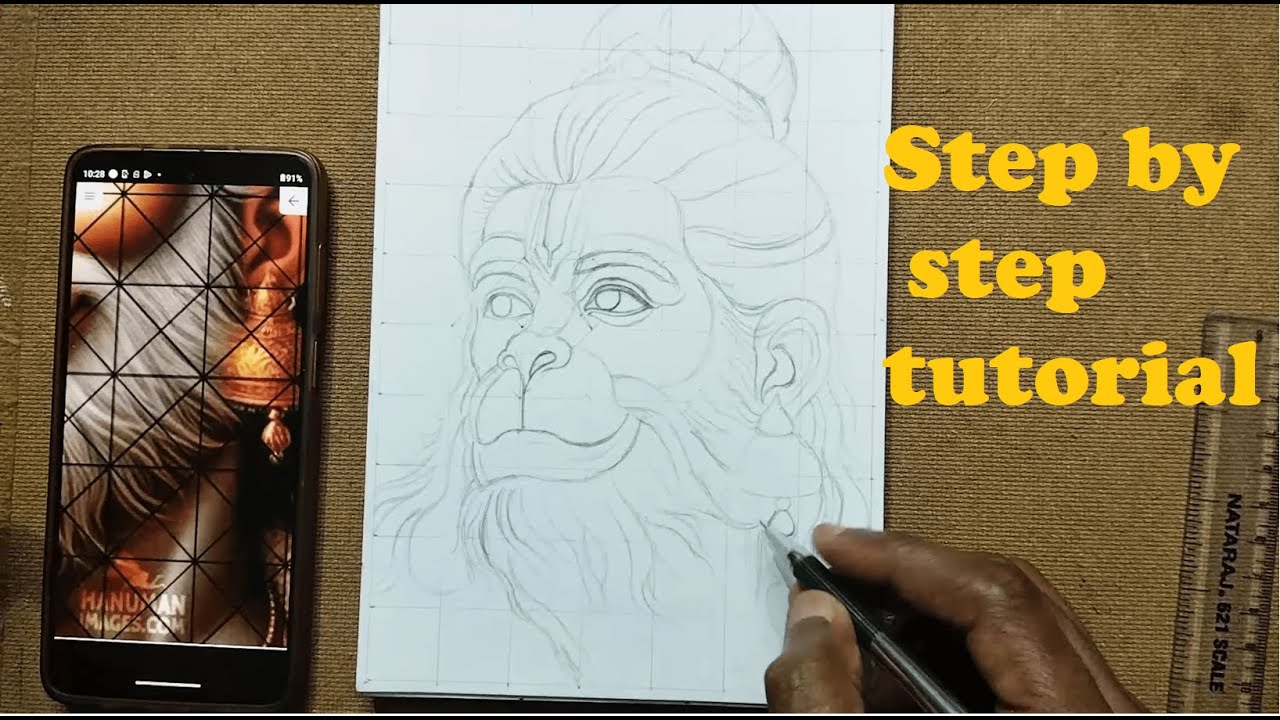How to Draw Hanuman outline drawing |hanuman ki outline drawing # ...