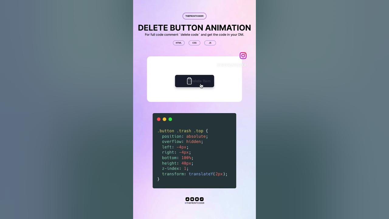 Delete Button Animation Html Css Javascript Coder Programming