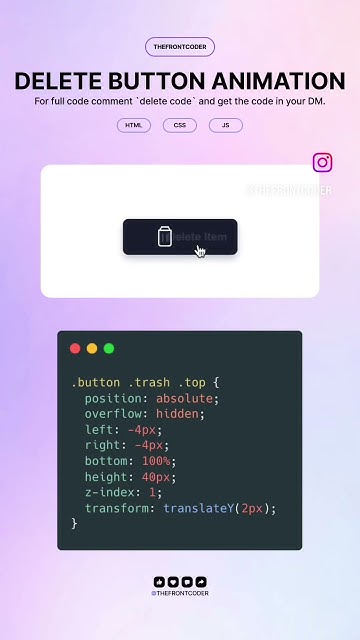 Delete Button Animation Html Css Javascript Coder Programming Youtube