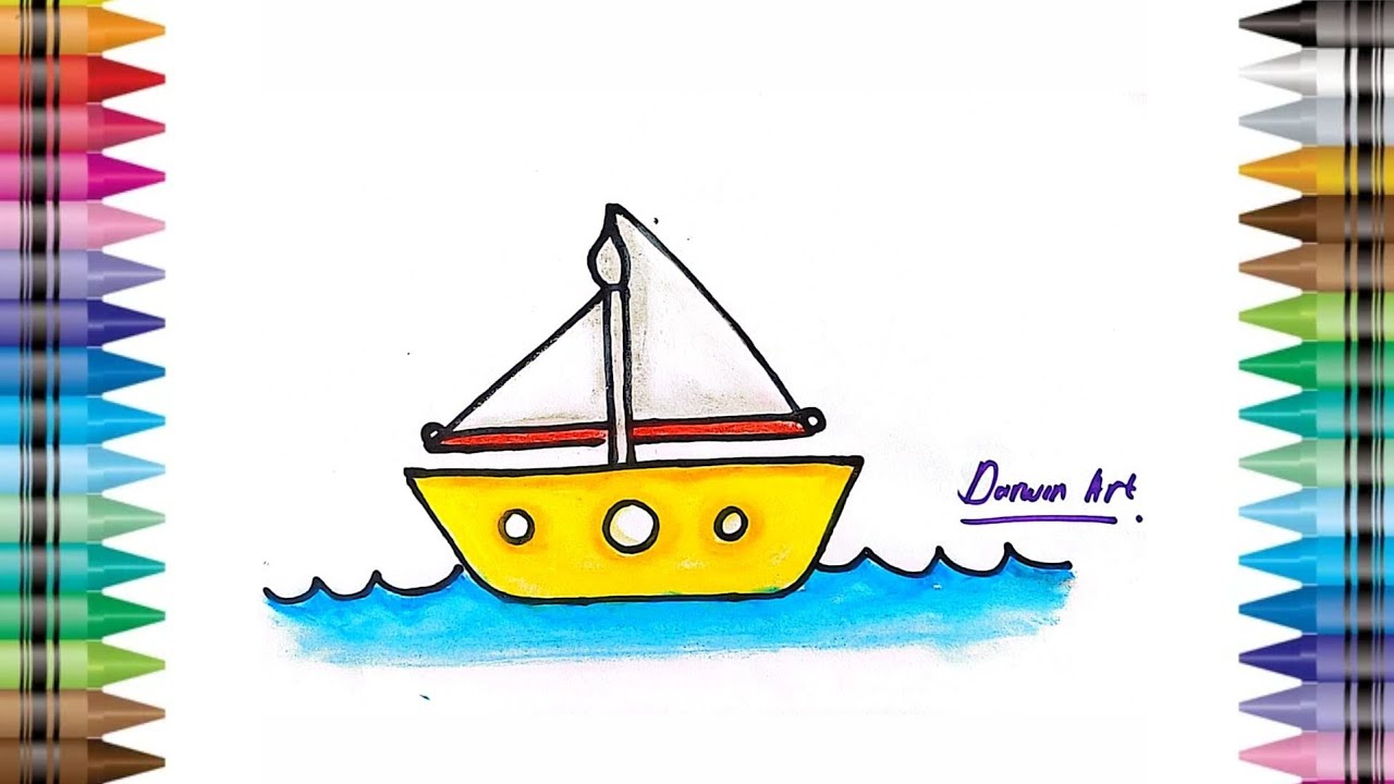 How to color a boat with crayon paint | easy Drawing | step by step ...