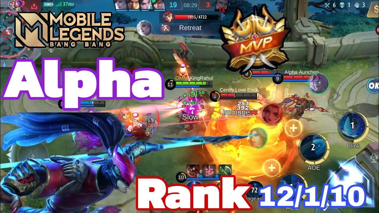 M.V.P Alpha Rank Match - KDA 12/1/10 MOBILE LEGENDS - YouTube