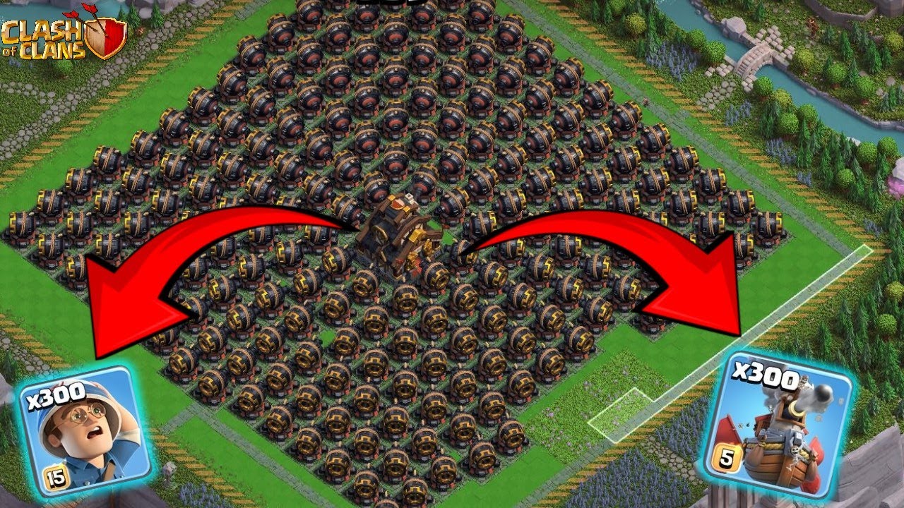 💥Giant Cannon Base vs 300 Clan Capital Troops 💣 | Ultimate Defense Test ...