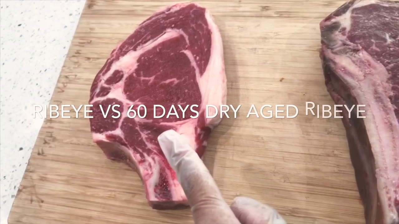 Dry age steak comparison. Ribeye versus 60 days dry aged ribeyes. - YouTube
