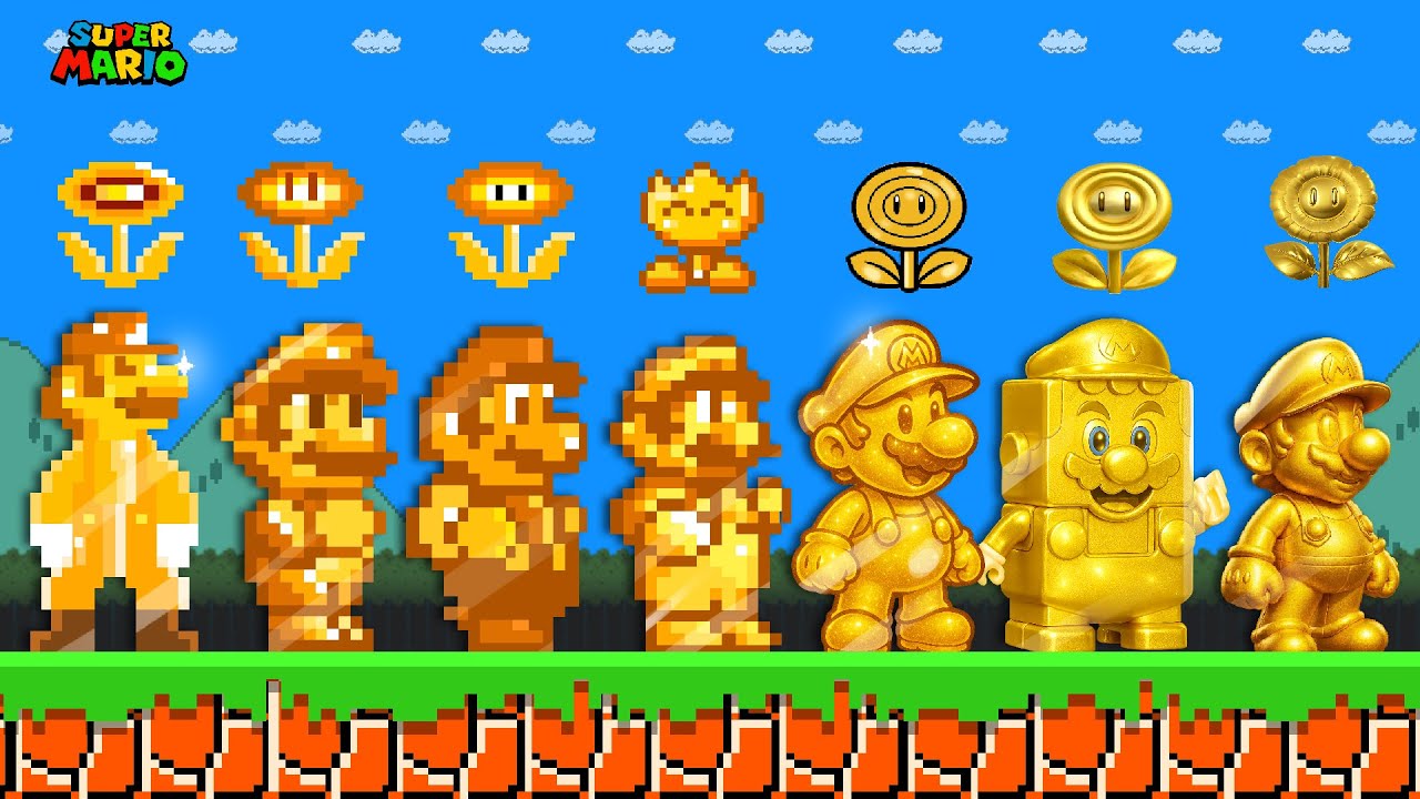 What If Mario Had a Gold Flower in All Super Mario Forms? | Game ...