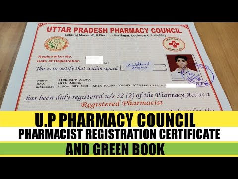 U.P Pharmacy council pharmacist registration certificate and green book ...