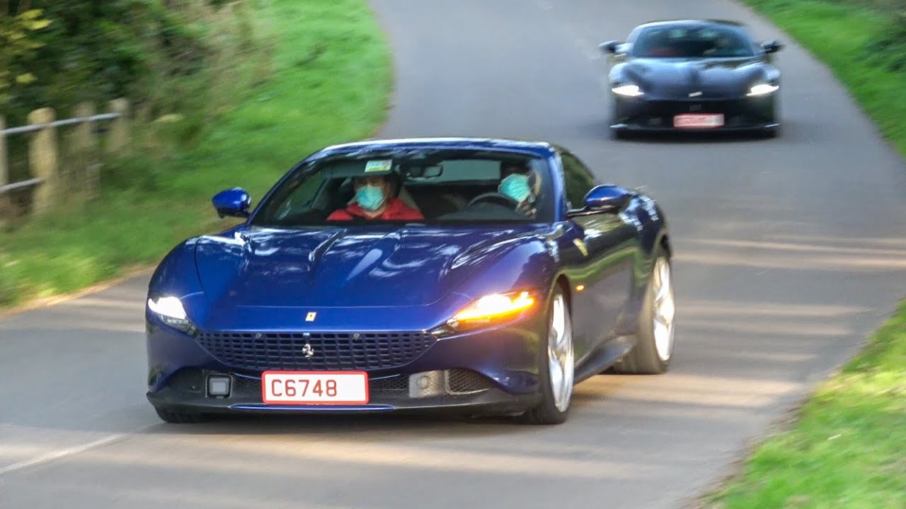 7 BRAND NEW Ferrari Roma's driving! Accelerations, Engine Sounds! - YouTube