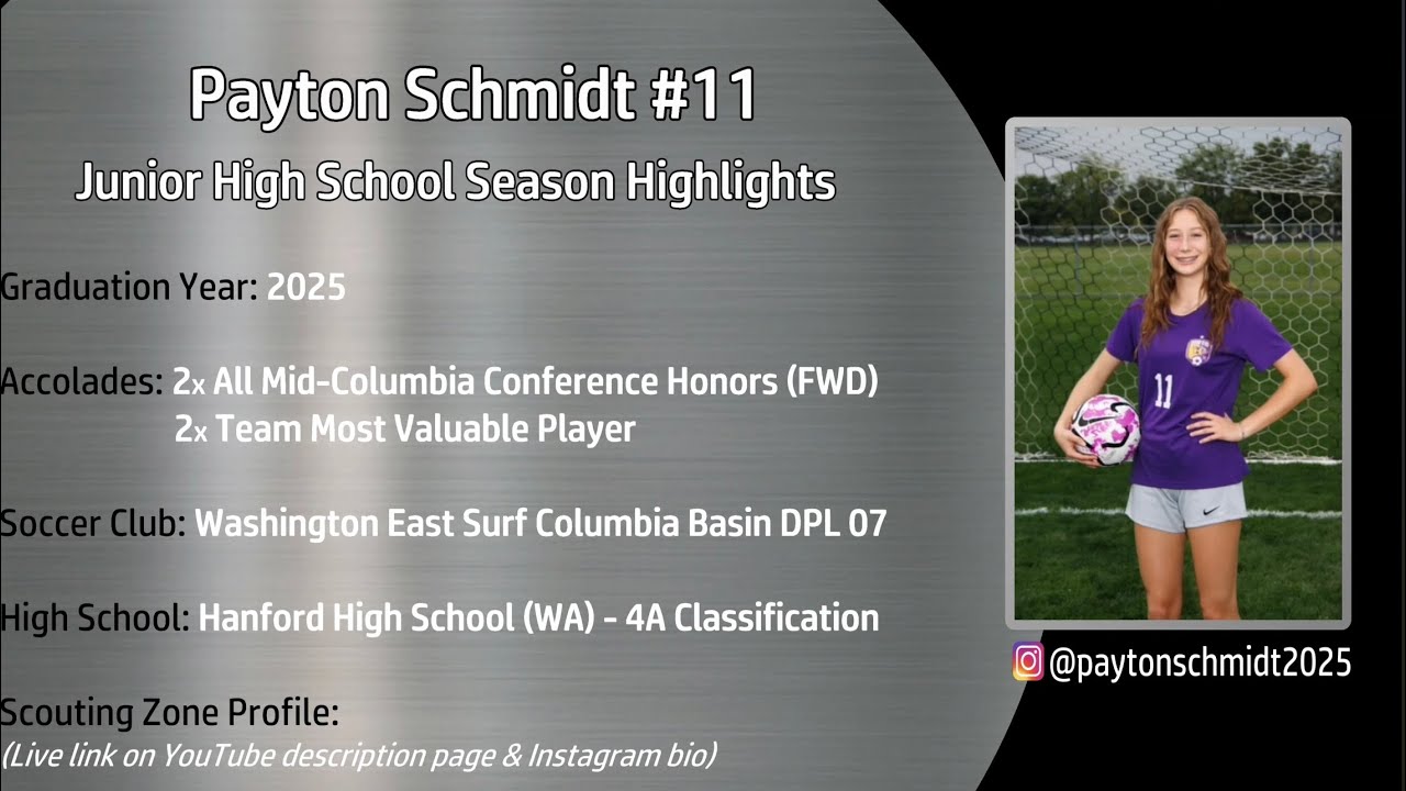 Payton Schmidt Junior High School Season Highlights Class of 2025 - YouTube