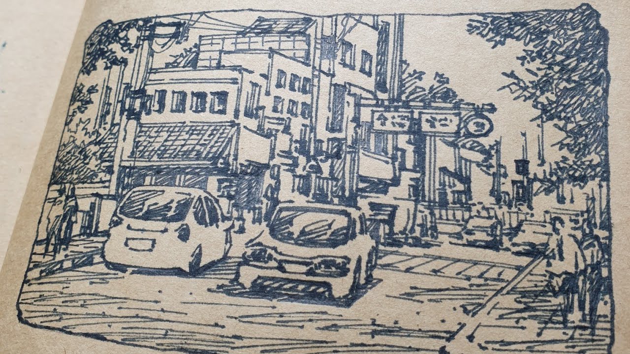 Fountain pen sketch / Perspective drawing - YouTube