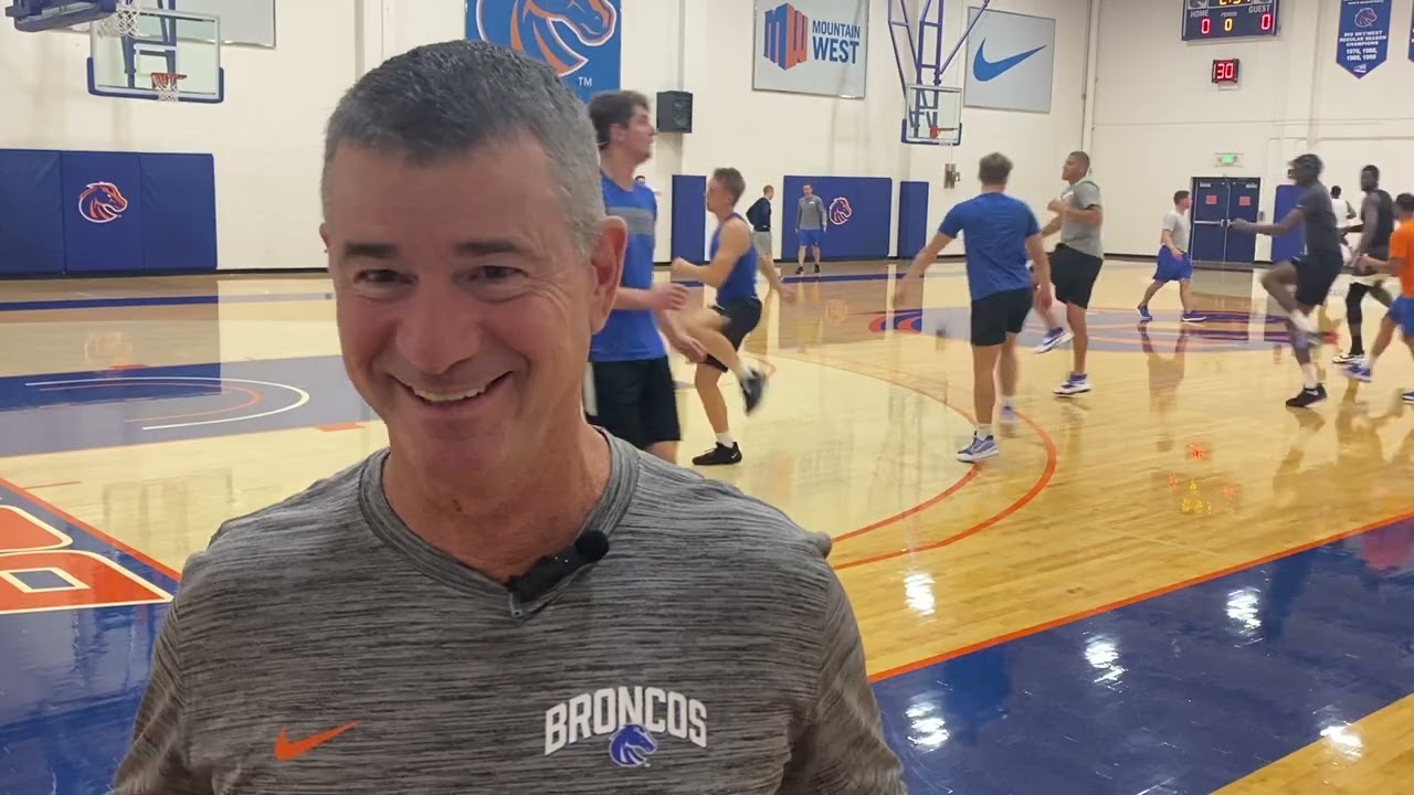 Boise State men's basketball coach Leon Rice catches up with the media ...