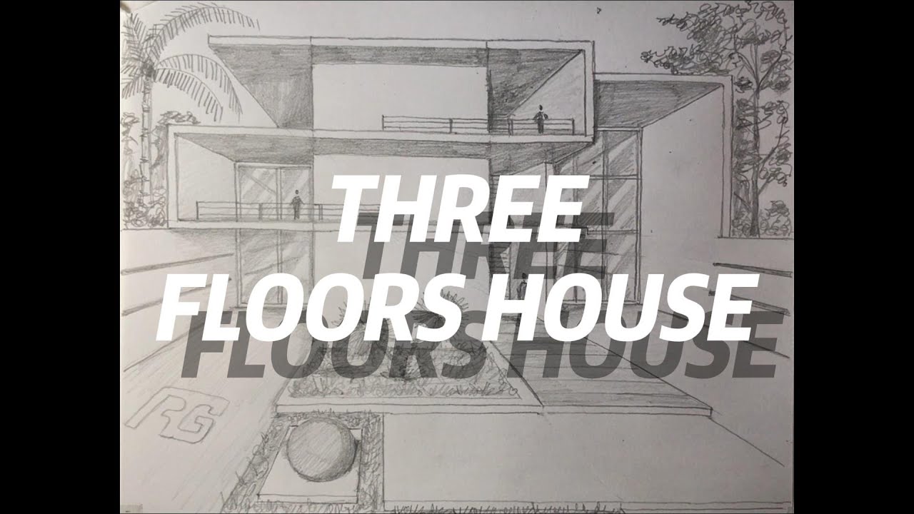 How to sketch a three floors house - YouTube