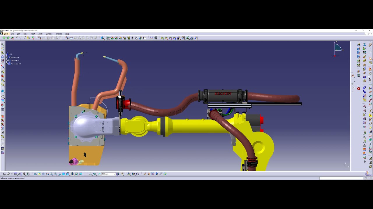 DELMIA V5 - Dresspack System Simulation - YouTube