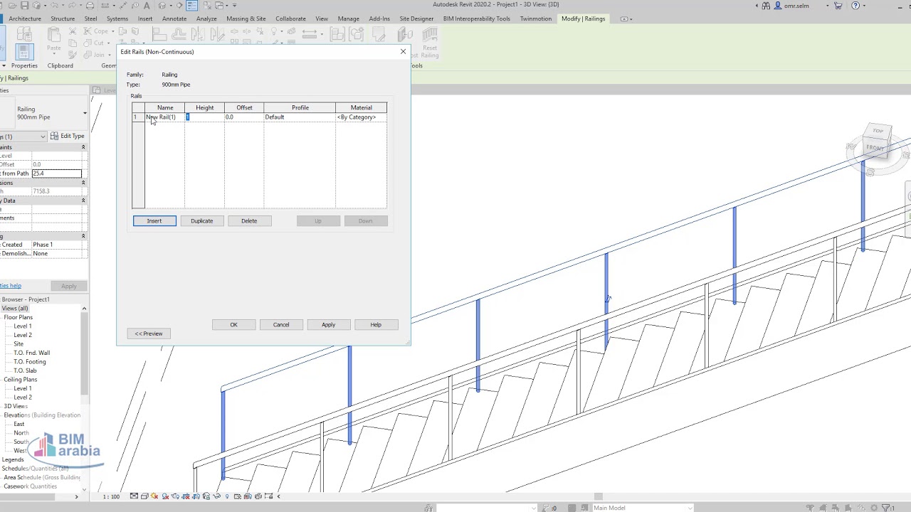 Baluster and rail placement in revit arabic - YouTube