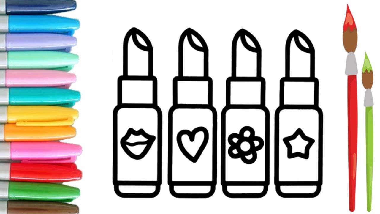 Lipstick 💋💄💋 Easy Drawing and Coloring Tutorials For Kids and Toddlers ...