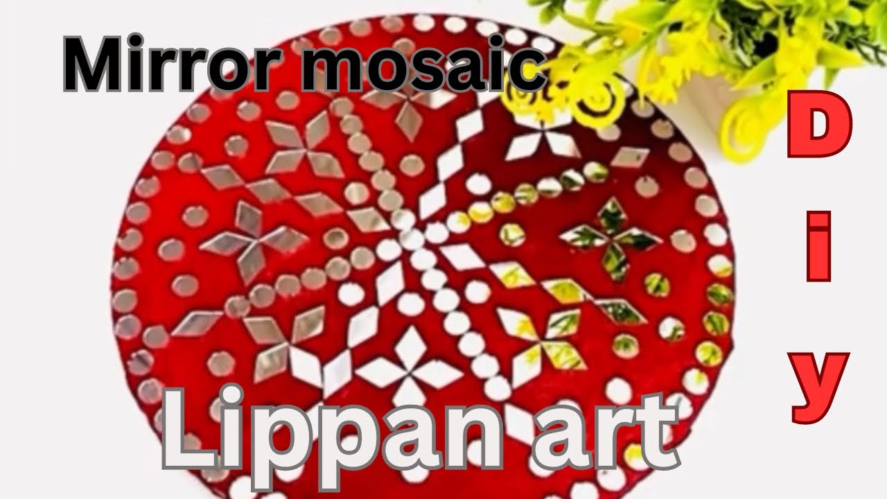Mirror mosaic art || Lippan art || easy tutorial for beginners. - YouTube