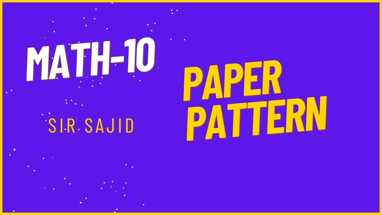 Paper Pattern for Matric - YouTube