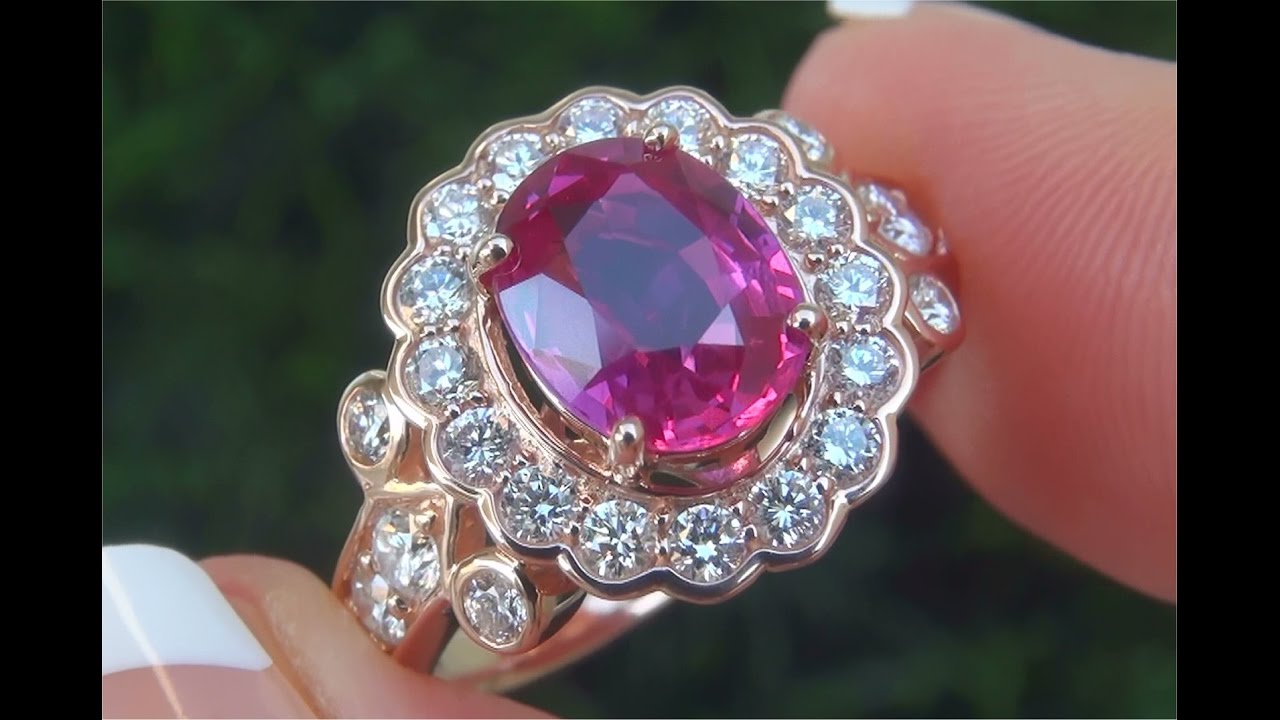 G.I.A. Certified UNHEATED Natural VVS Pink Sapphire Diamond 14k Rose ...
