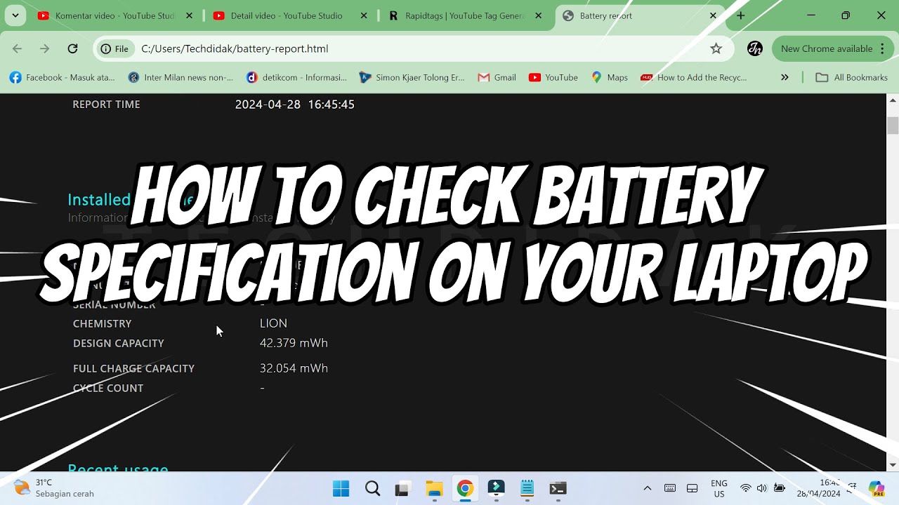 How to Check Battery Specification on Your Laptop - YouTube