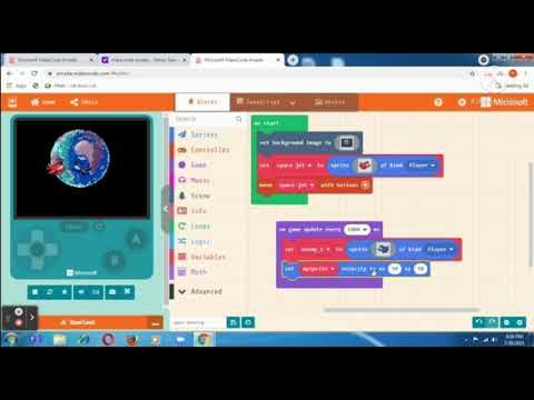 how to make space shooting game on microsoft make code arcade - YouTube