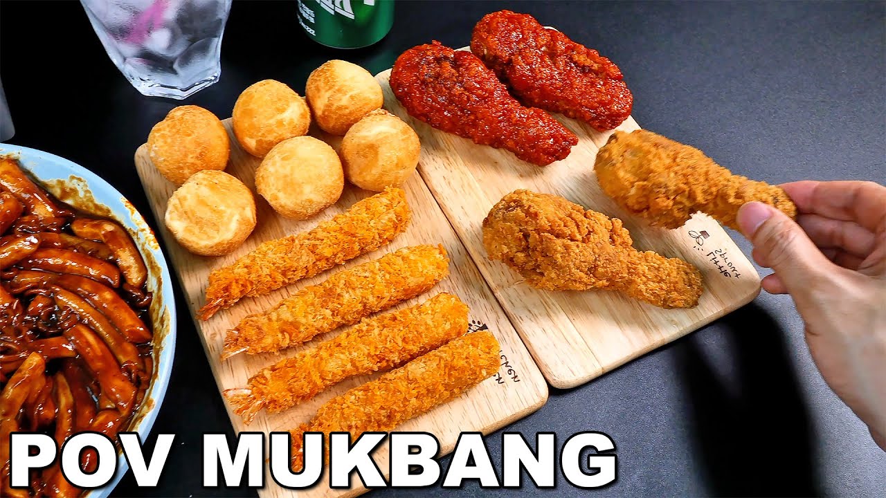 POV MUKBANG BLACK BEAN NOODLES CHICKEN HASH BROWNS (NO TALKING) REAL ...