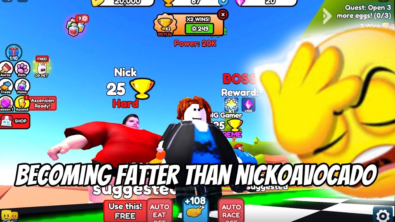 Becoming fatter than nikocado avocado on roblox - YouTube