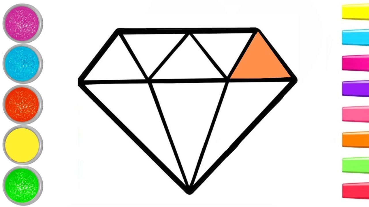 Drawing and Coloring A Sparkling Diamond | Easy Acrylic Painting | Step ...