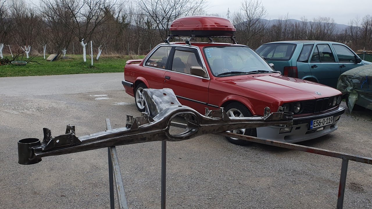 BMW E30 rear subframe reinforcement and making it adjustable - YouTube