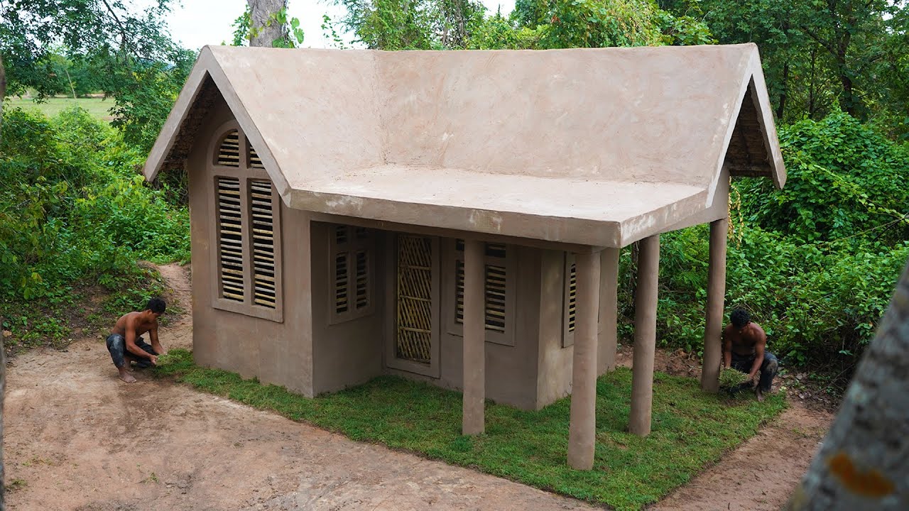 Spend 15 minutes Build Beautiful Dream Mud House By Wood And Bamboo For ...