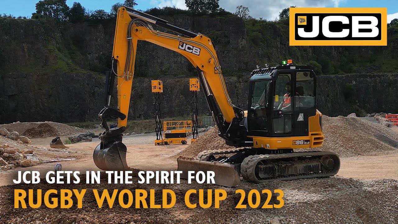 JCB gets in the World Rugby Cup spirit - YouTube